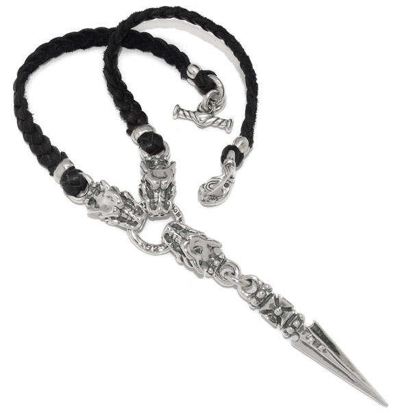 トラヴィスワーカー TRAVIS WALKER Dagger w/3 Gargoyles w/Braided Leather Necklace ...